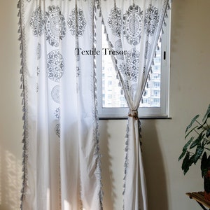 Gold Mandala Medallion Moroccan Window Curtains Tapestry Indian Drape ...