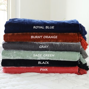 Luxe Velvet Bedspread, Velvet Throw Blanket With Handmade Knotted ...