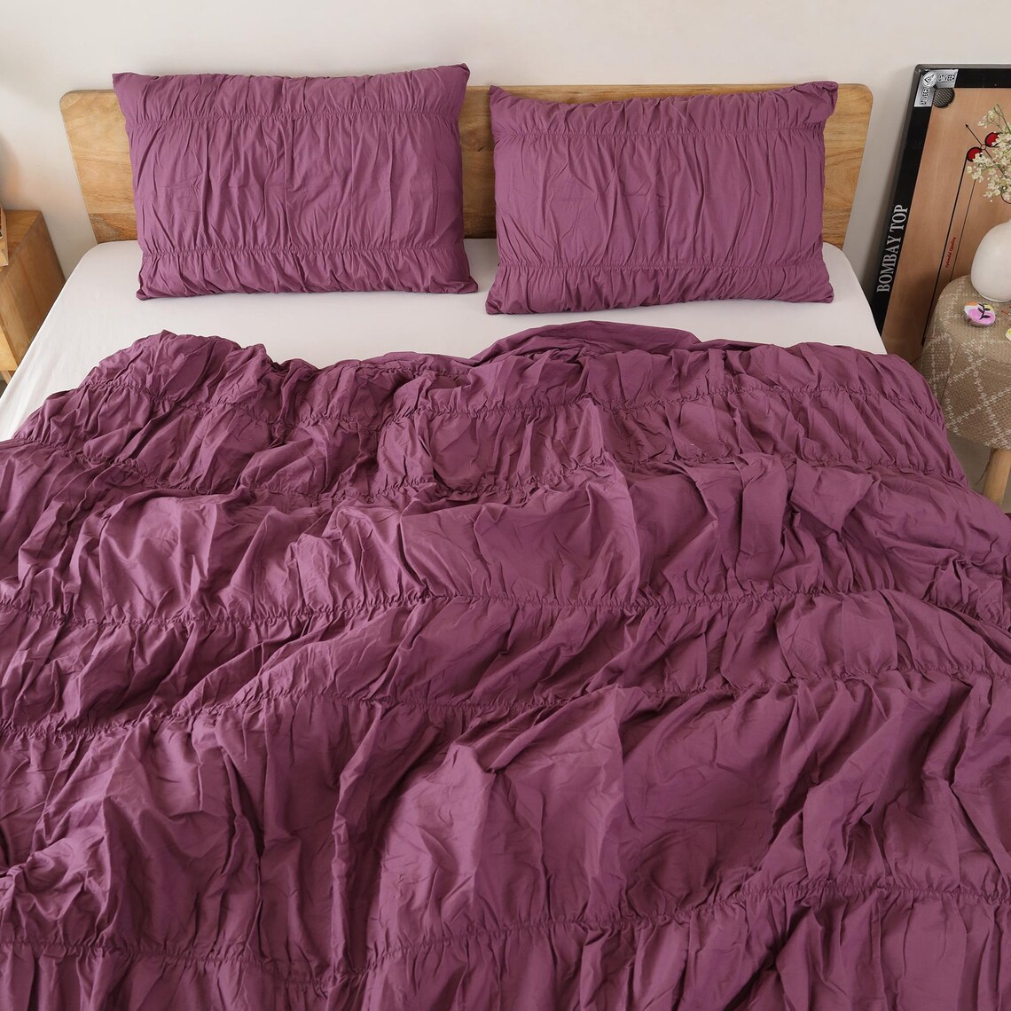 Purple Pure Cotton Cinched Wrinkle Duvet Cover, Comforter Cover, 100% ...
