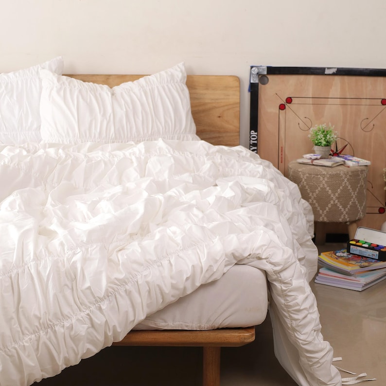 Ivory / off White Pure Cotton Wrinkle Duvet Cover, Comforter Cover ...