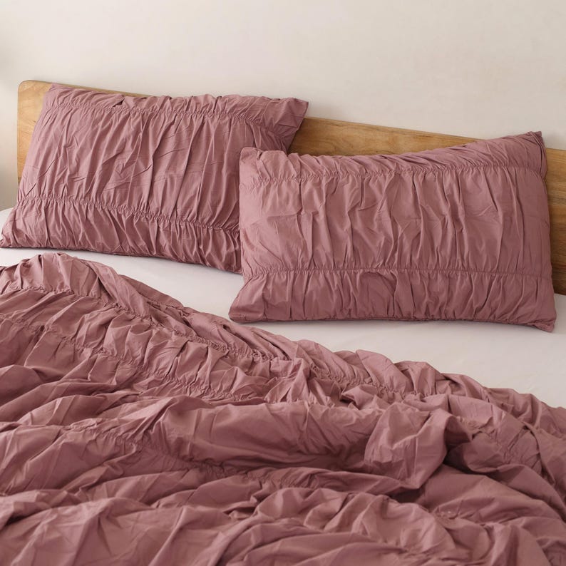 Taupe Color Pure Cotton Cinched Wrinkle Duvet Cover, Comforter Cover ...
