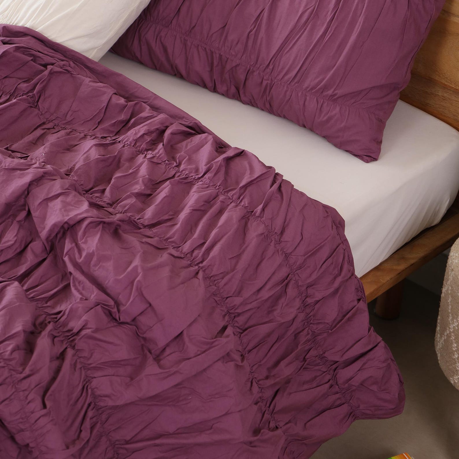 Purple Pure Cotton Cinched Wrinkle Duvet Cover, Comforter Cover, 100% ...