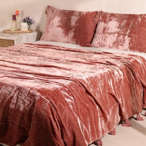 Luxe Velvet Bedspread, Velvet Throw Blanket With Handmade Knotted ...