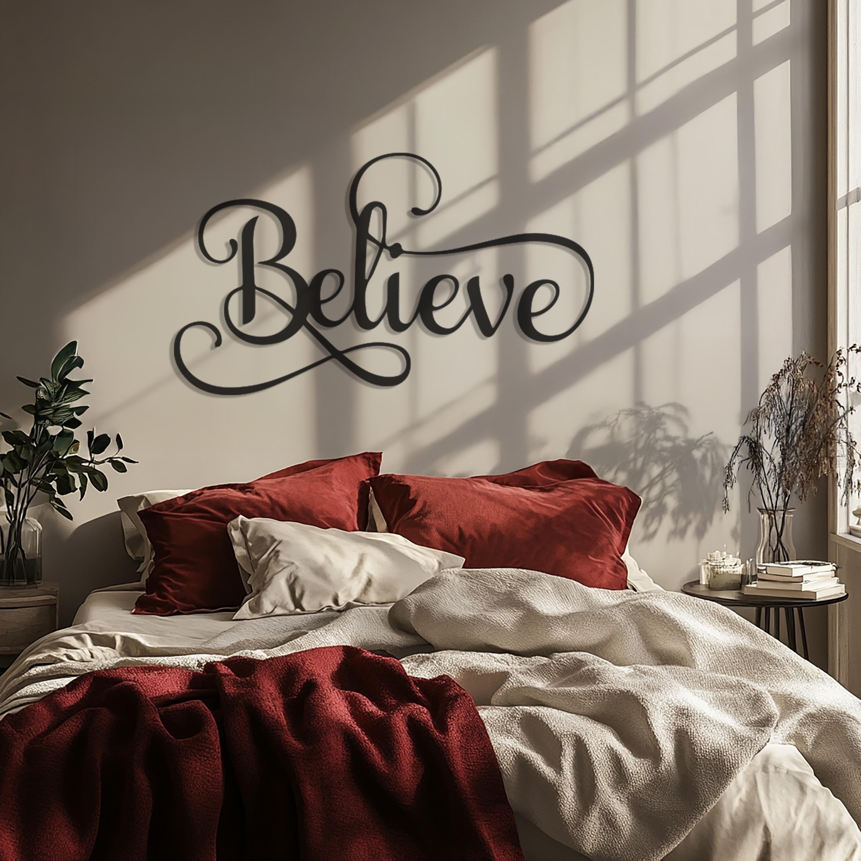 Believe Metal Wall Art – Elegant Script Wall Sign, Modern Inspirational ...
