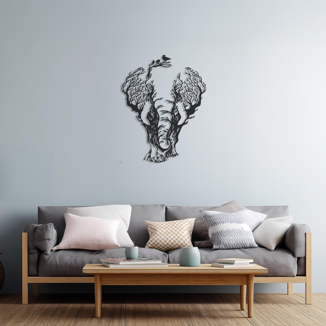 Elephant Tree of Life Metal Wall Art, Abstract Nature Animal Silhouette ...