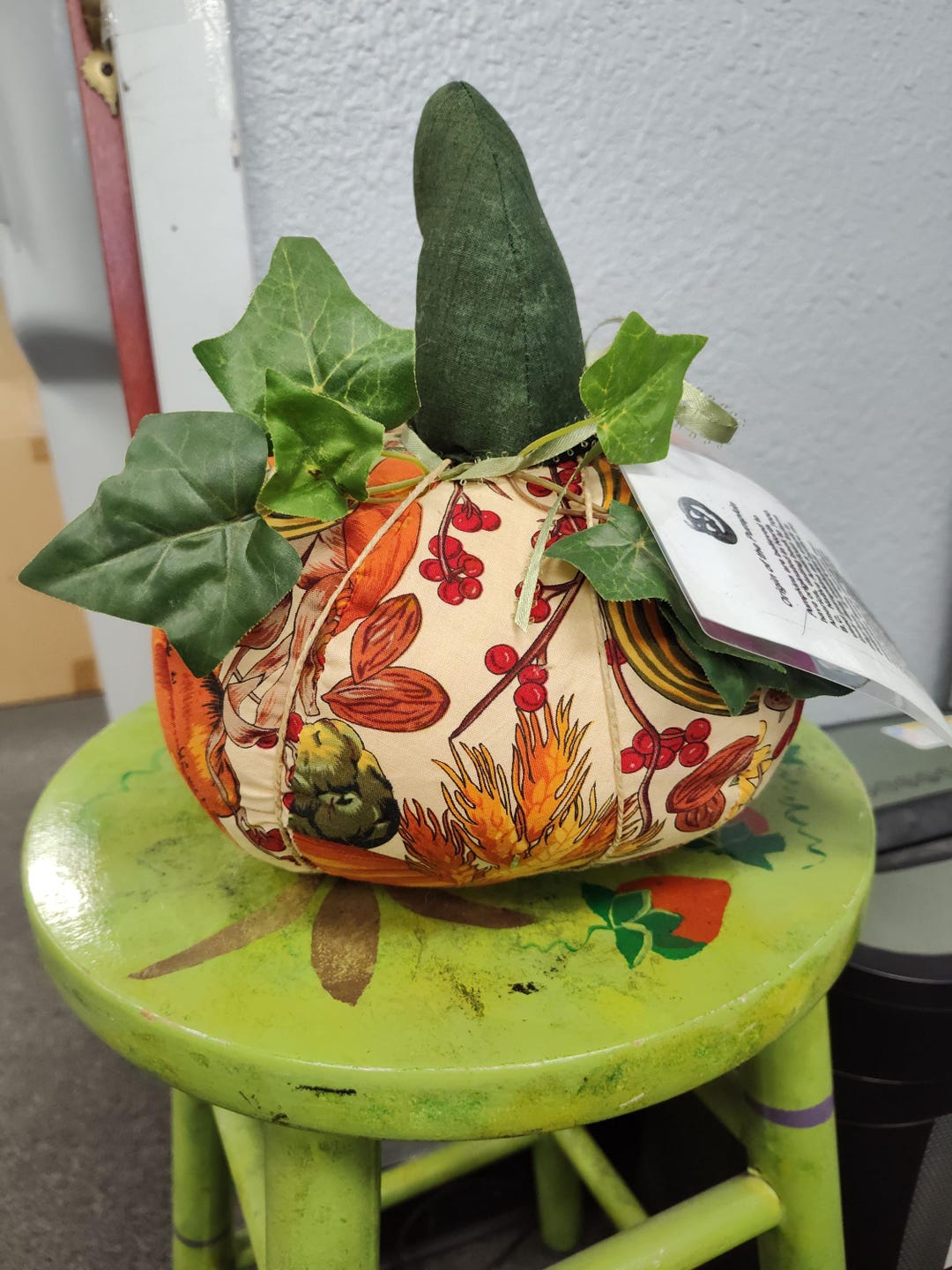 8" Round Cloth Pumpkin: Fall Decor With Recipe Hang Tag - Etsy