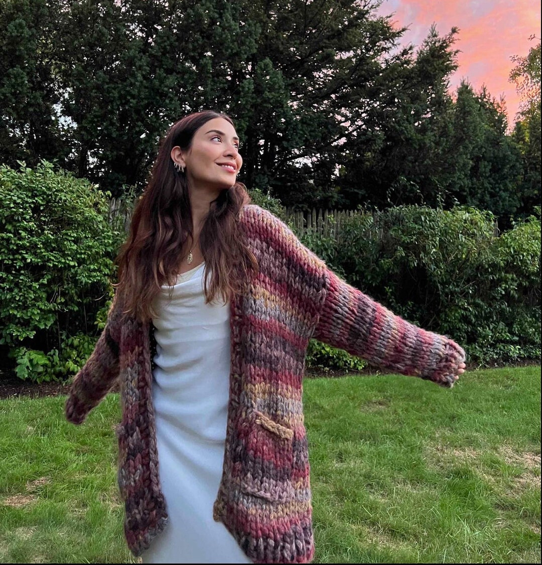 Handknitted Multicolor Cozy Wool Mix Cardigans - Etsy