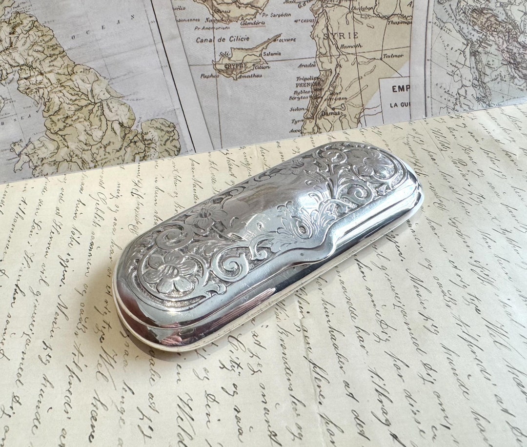 Antique German Silver Eyeglasses Spectacle Case Art Nouveau Floral ...
