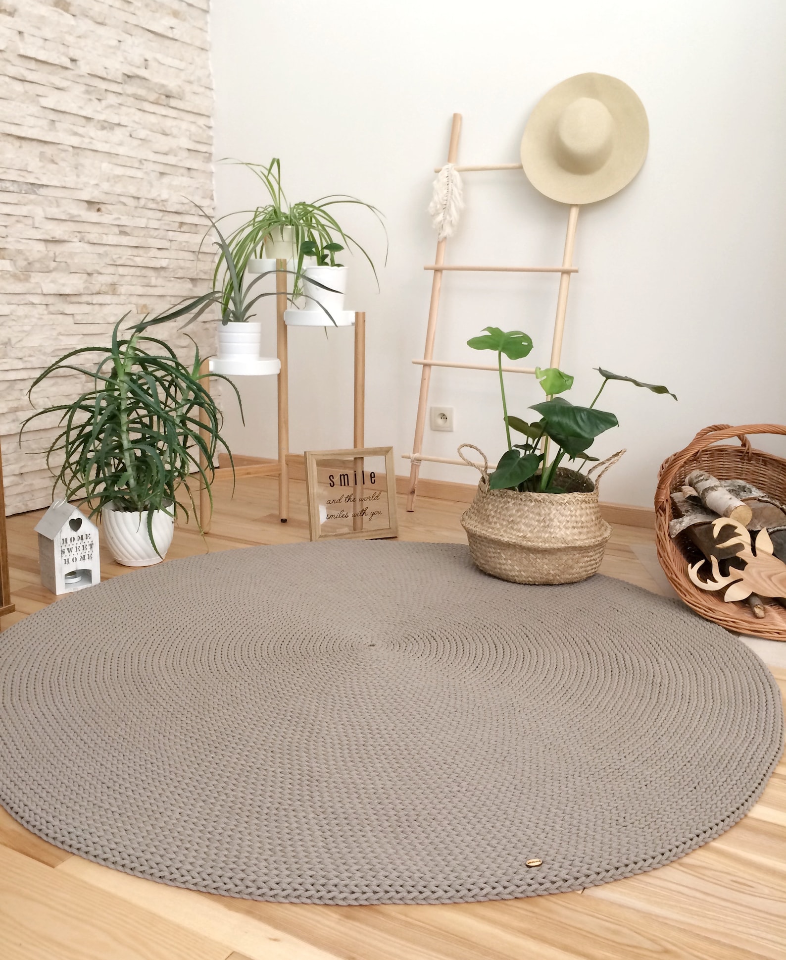 Handmade Crochet Round Rug Cozy Cotton Carpet for the Living | Etsy