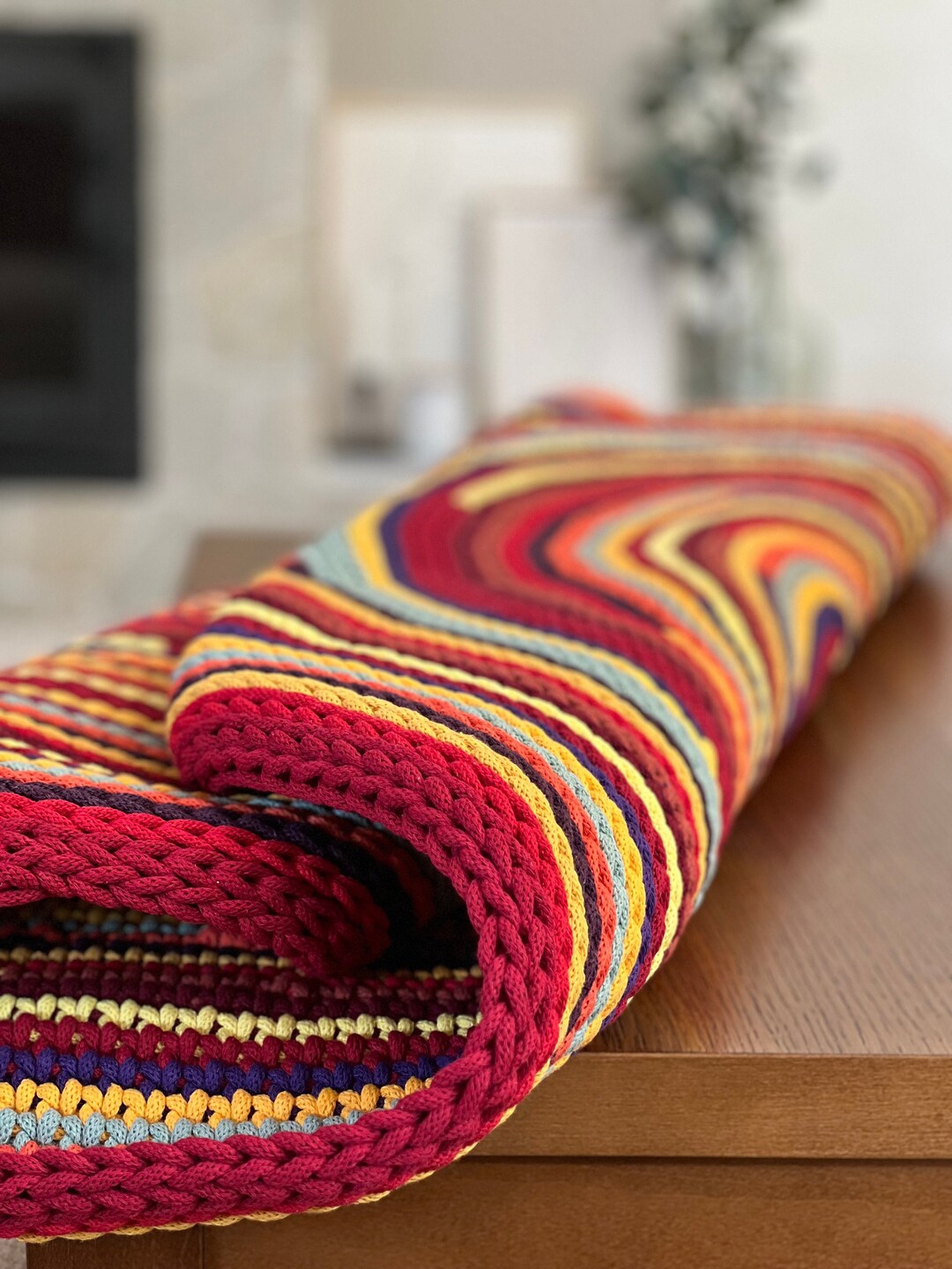 Colorful Crochet Round Rug, High Quality Cotton Rug Made From Cotton ...