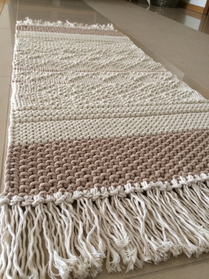 Knitted Boho Rug Boho Home Dimond Boho With Fringe Cotton - Etsy