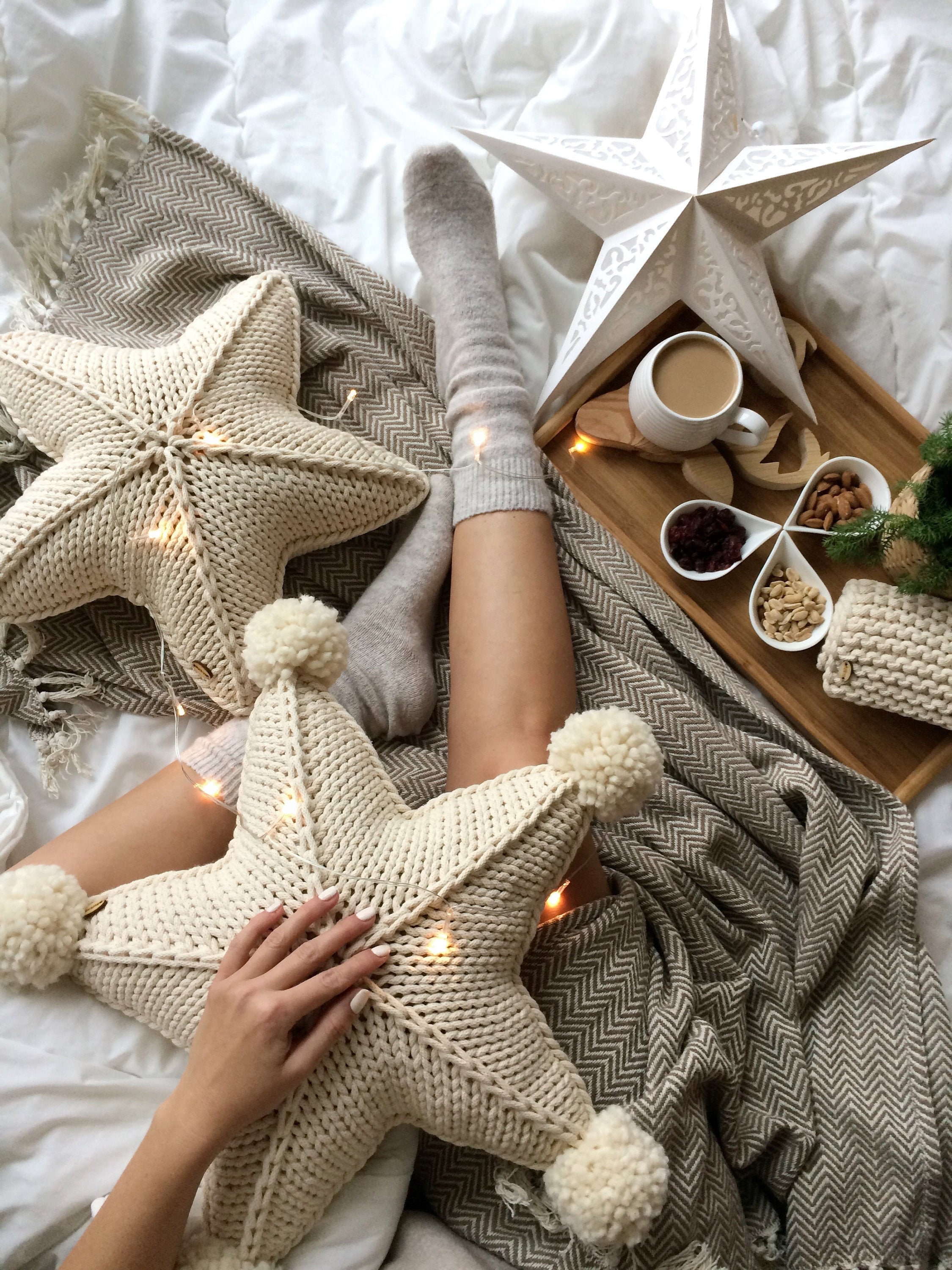 Knitted STAR decorative cushion available in many colors | Etsy