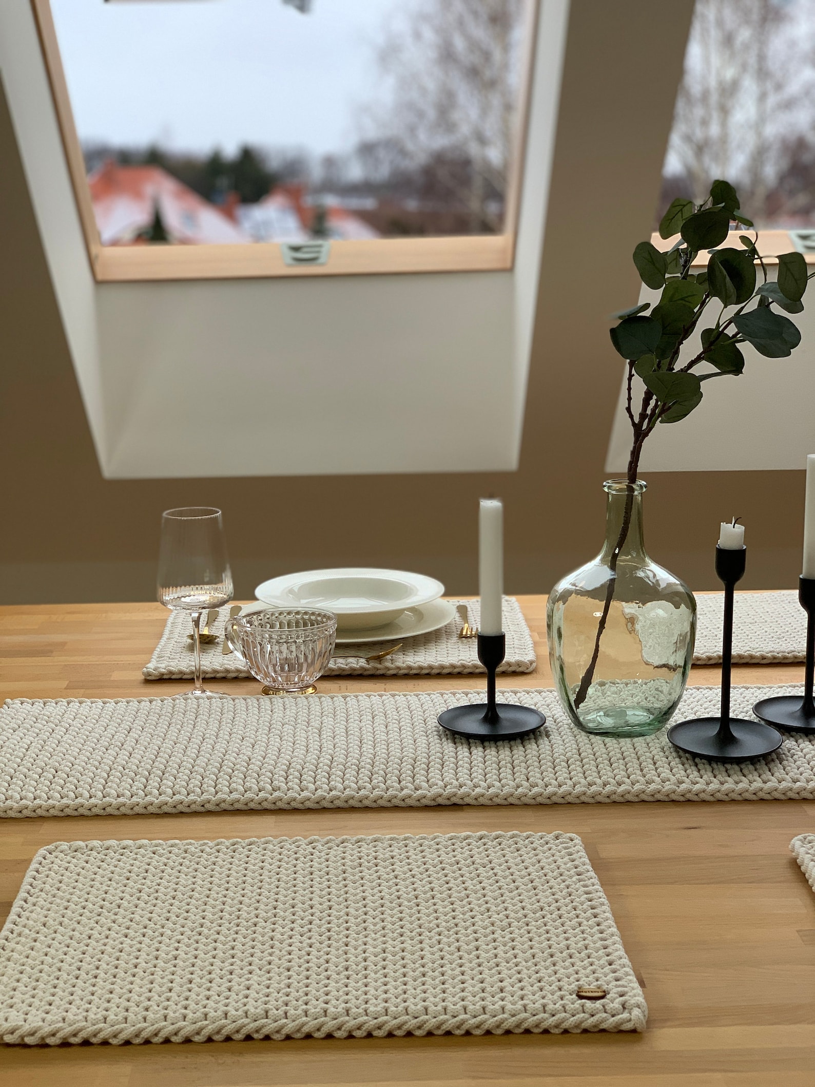 Table Runner Custom Sizes - Many Colors Natural Knitted Table ...