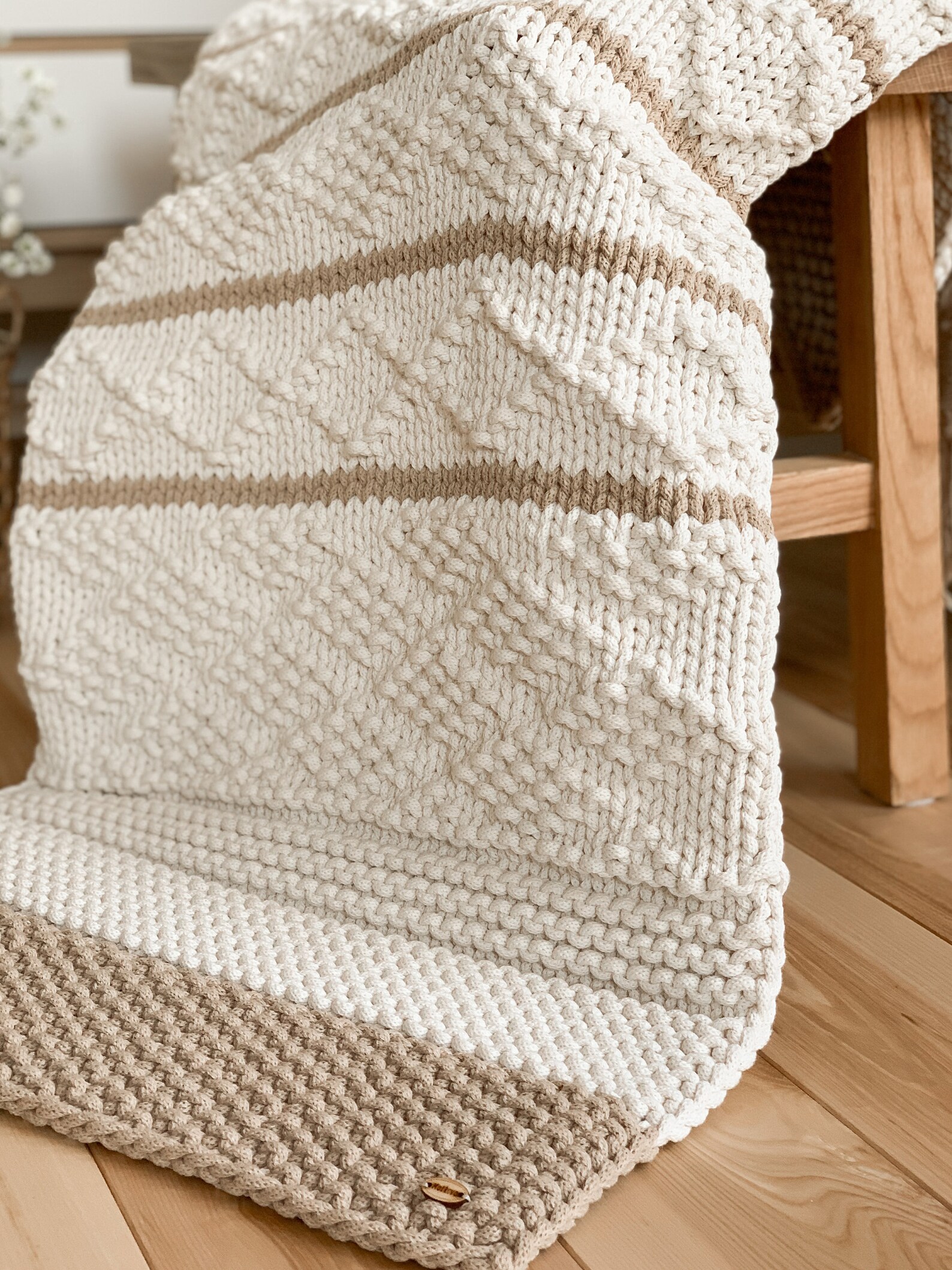 Knitted Boho Rug Boho Home Dimond Boho With Fringe Cotton - Etsy