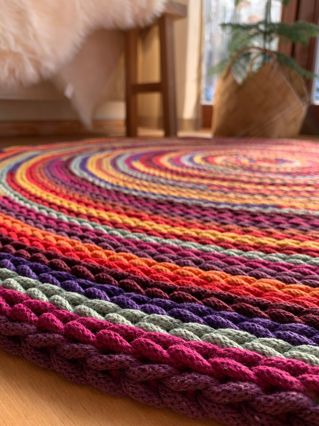 Colorful Crochet Round Rug High Quality Cotton Rug Made From - Etsy