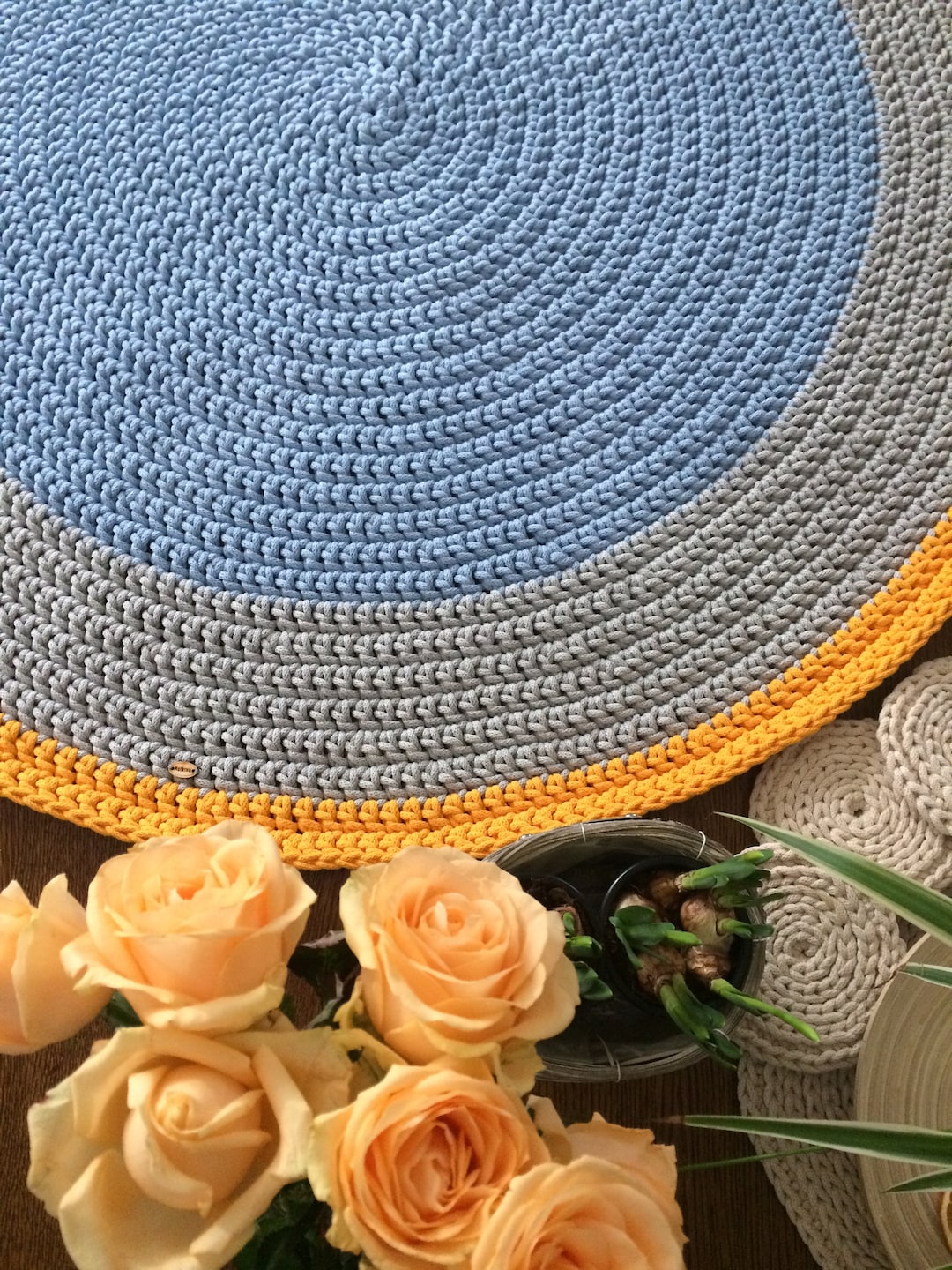 Crochet Round Rug, Handmade Rug, Cotton Rug, Natural Carpet, Many ...