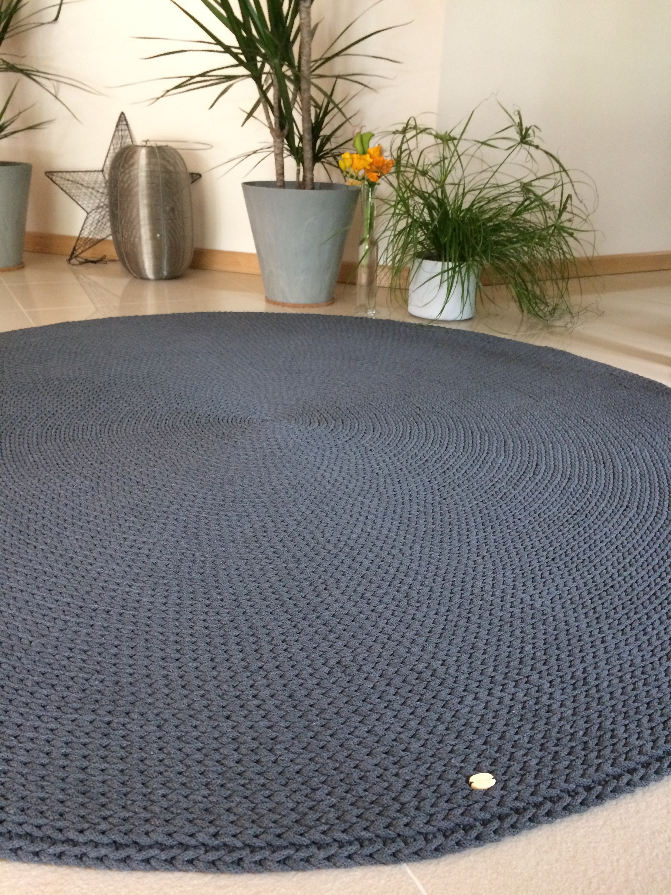 Handmade Crochet Round Rug Cozy Cotton Carpet for the Living | Etsy