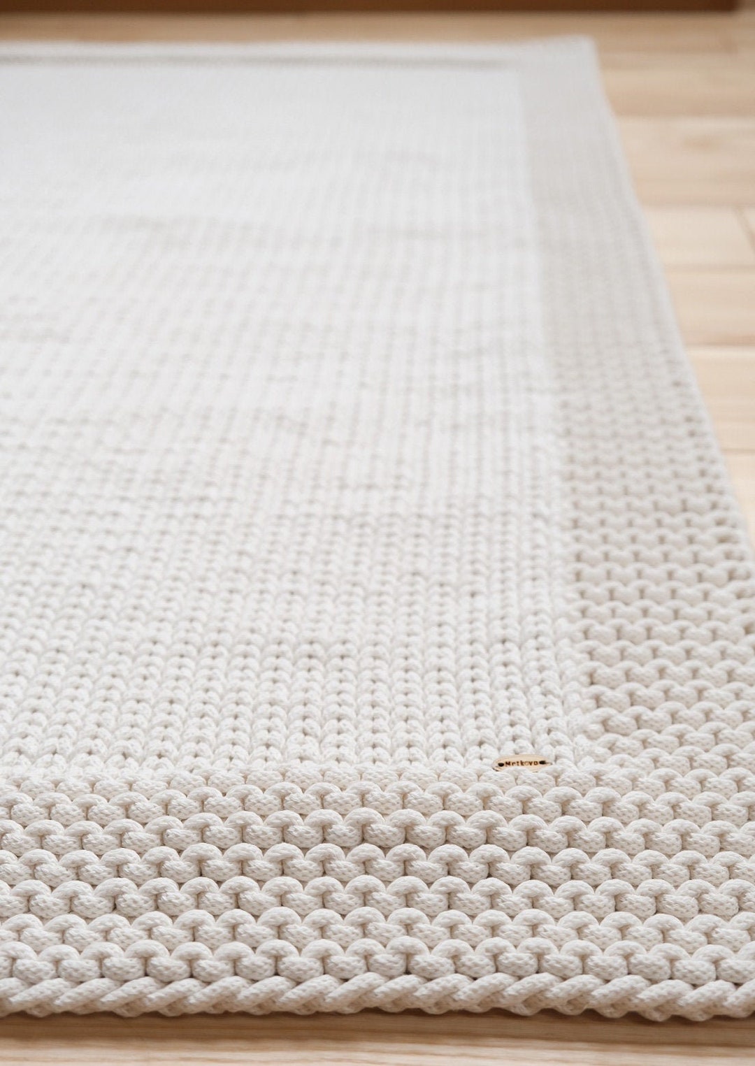 Knit Rug From Recycled Cotton Cord, Natural Carpet Available in Many ...