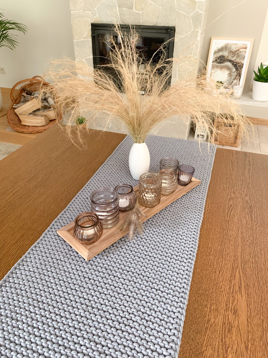 Table Runner Cozy Knitted Table Decoration Thanks Giving - Etsy