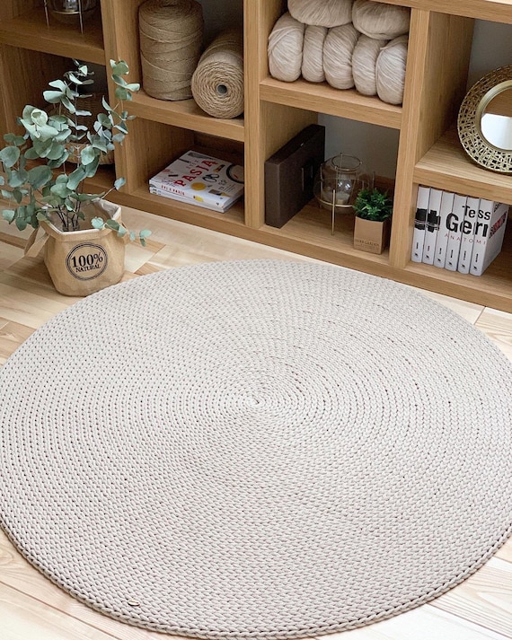 Handmade Crochet Round Rug Cozy Cotton Carpet for the Living | Etsy