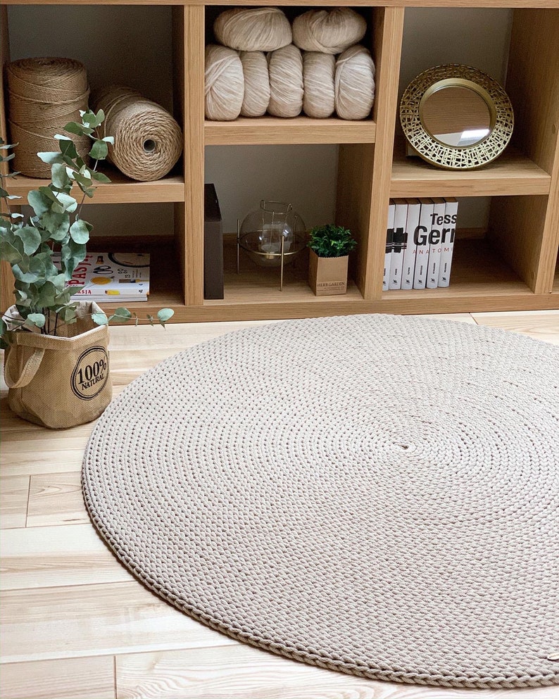 Handmade Crochet Round Rug Cozy Cotton Carpet for the Living | Etsy