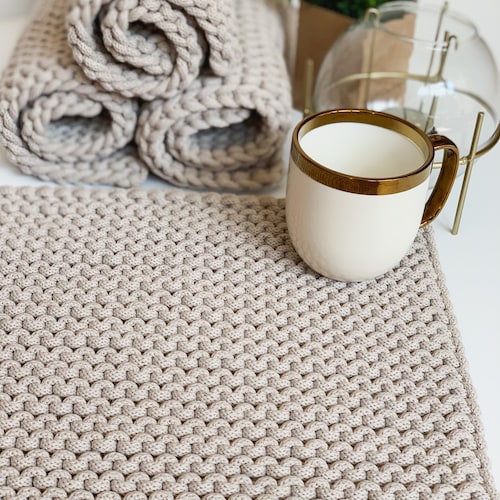 Set of 6 Knitted Table Mats Placemats Available in Many - Etsy