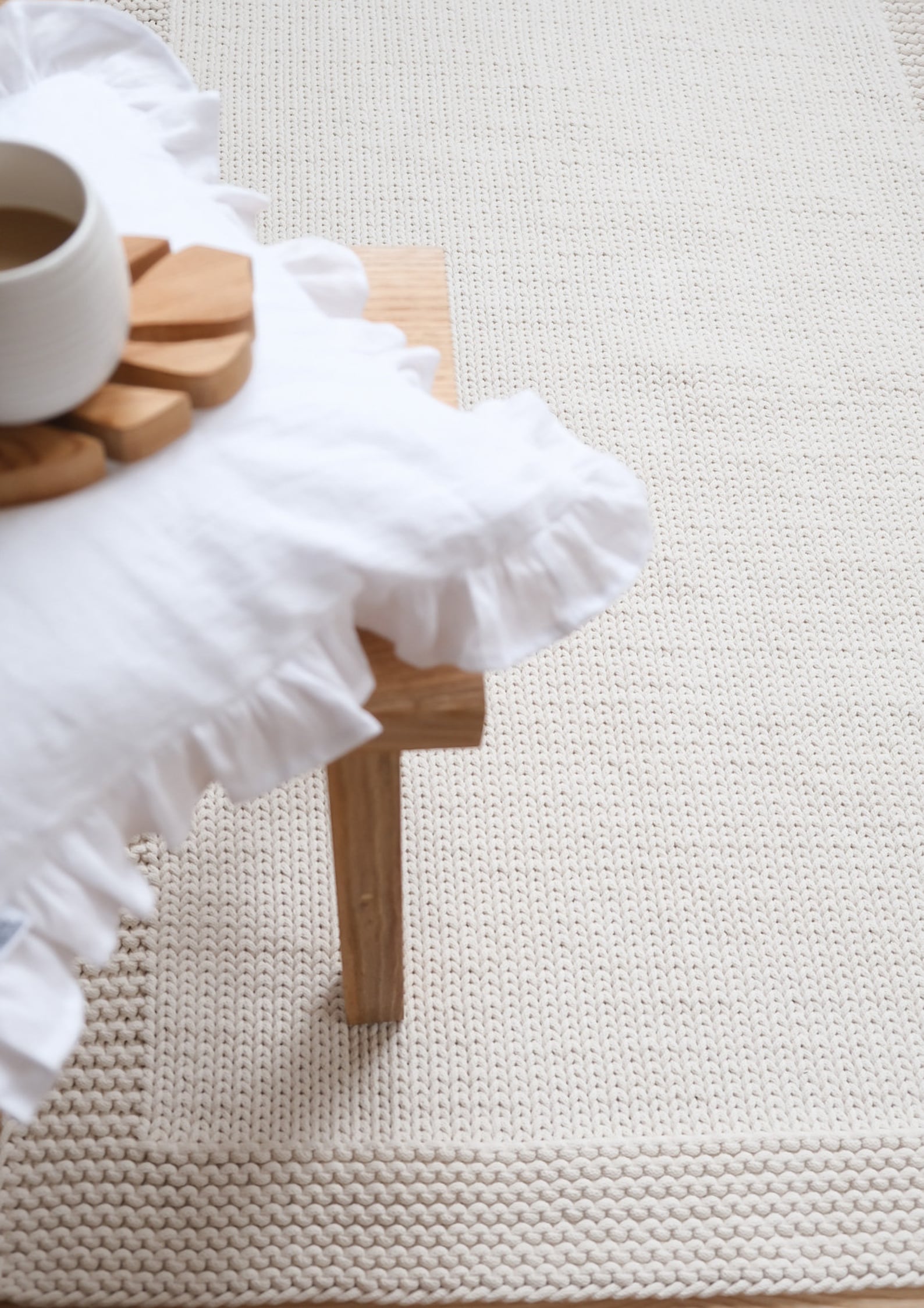 Knit Rug From Recycled Cotton Cord Natural Carpet Available - Etsy