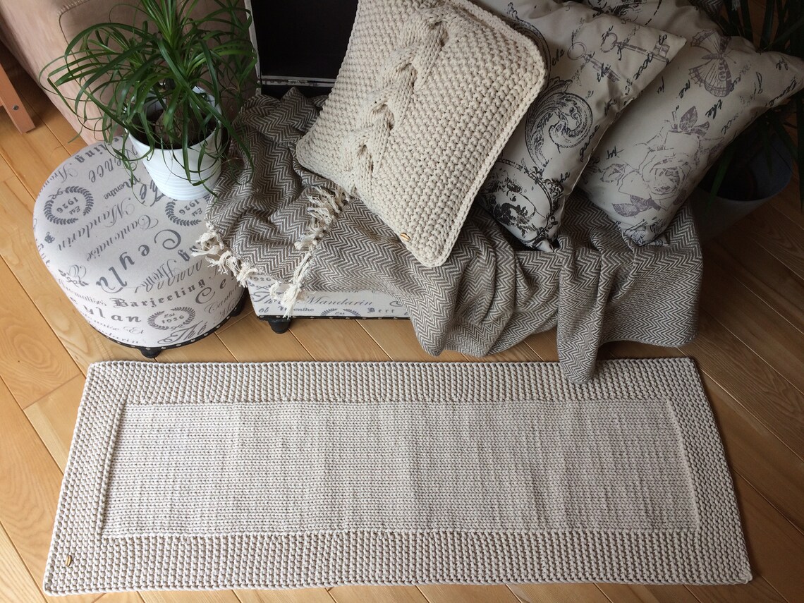Knitted Rug Handmade Rug Cotton Rug Natural Carpet Many - Etsy