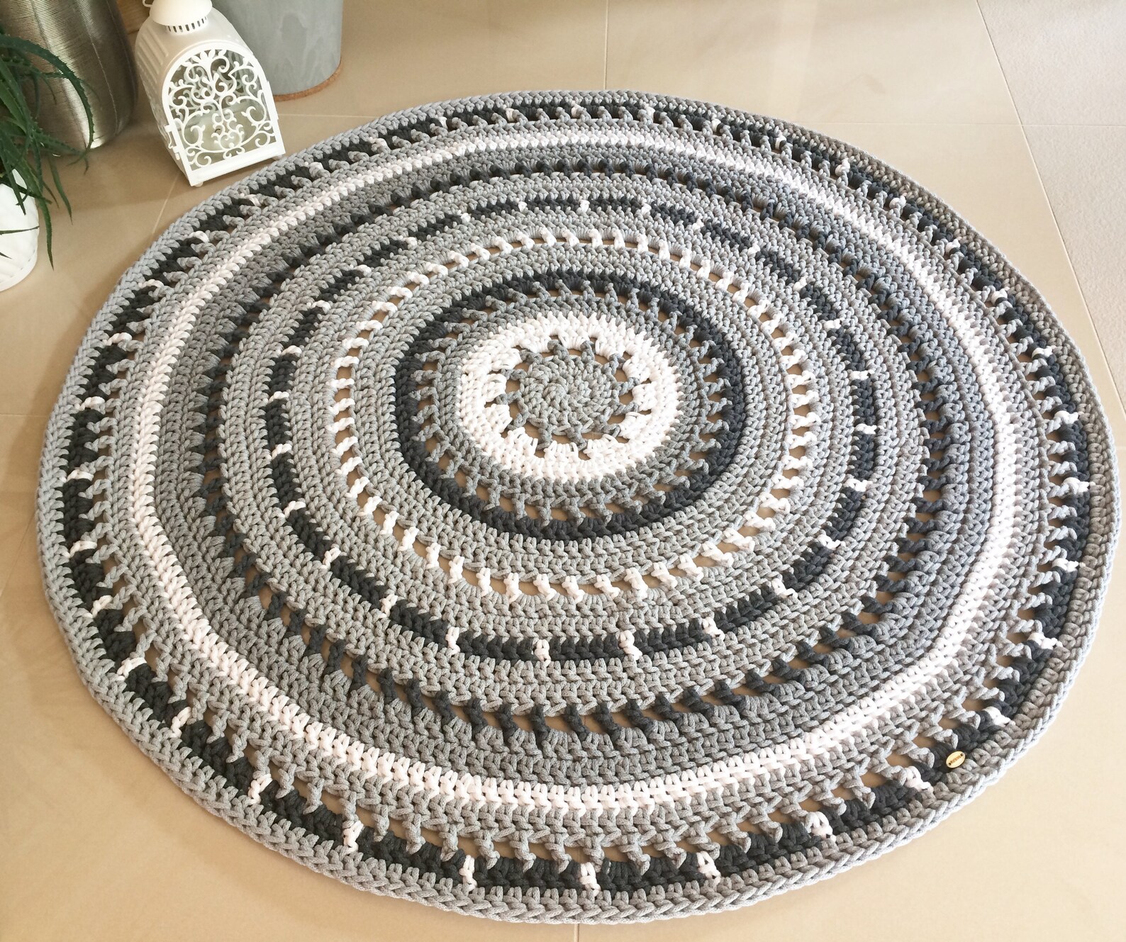 Mandala Crochet Round Rug Carpet From Cotton Cord Available - Etsy