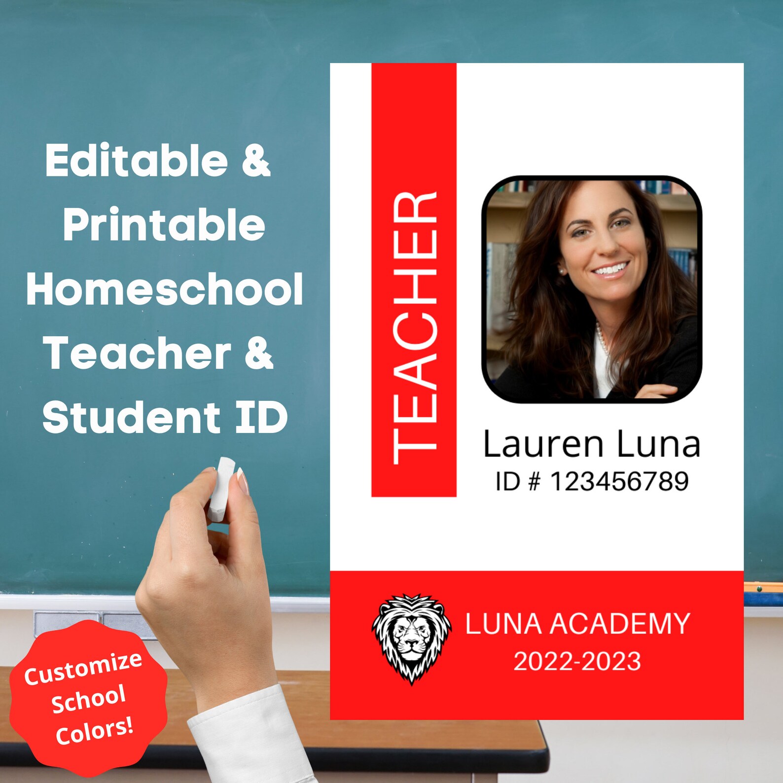 Editable Printable Homeschool ID Card Teacher Student ID - Etsy