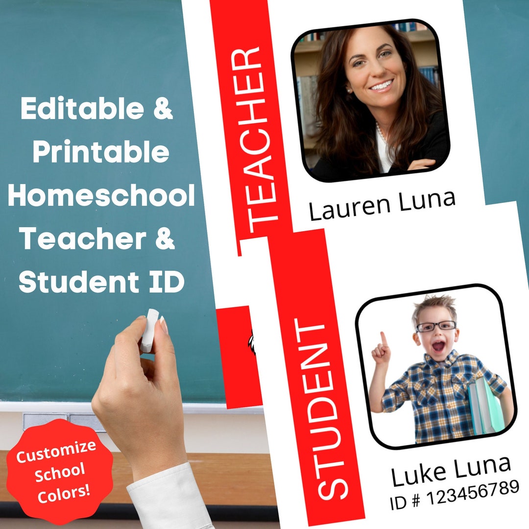 Editable Printable Homeschool ID Card, Teacher Student ID Card ...