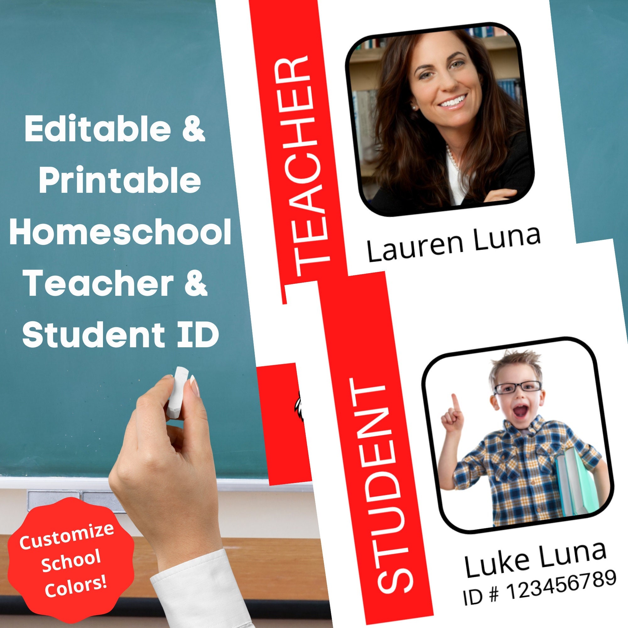Editable Printable Homeschool ID Card Teacher Student ID Etsy Sweden