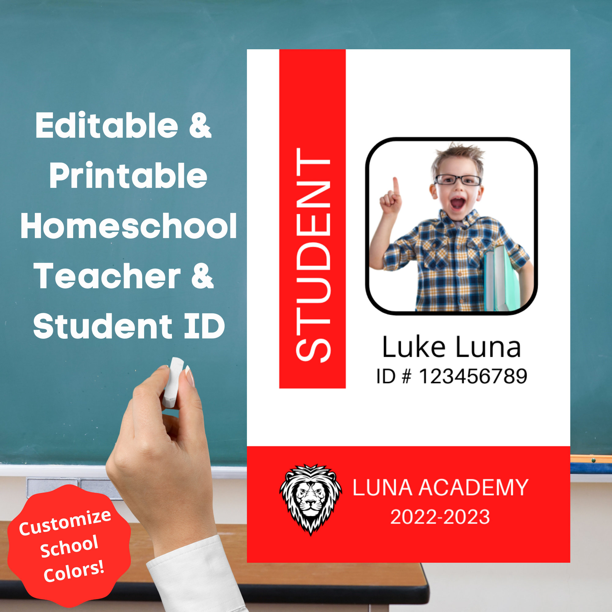 Editable Printable Homeschool ID Card Teacher Student ID - Etsy