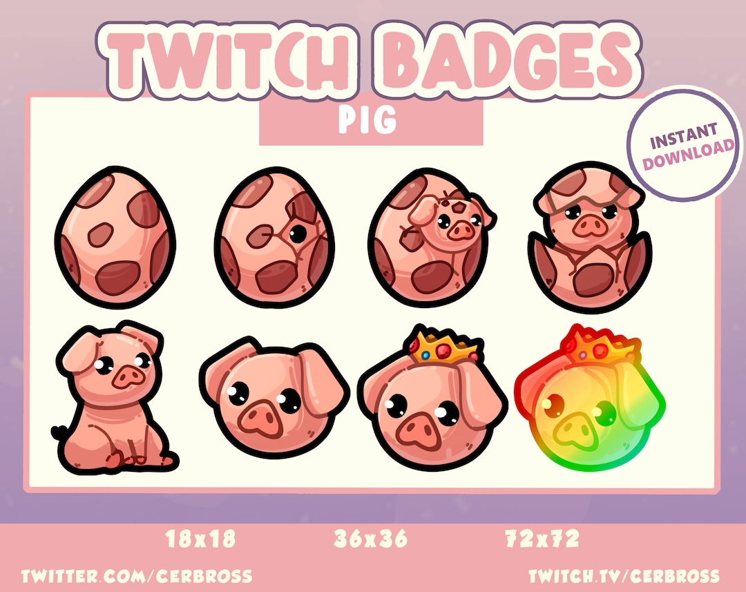 Cute Pig Sub Badges - Egg Hatch Crown Rainbow Set - Anime-inspired - 8 ...