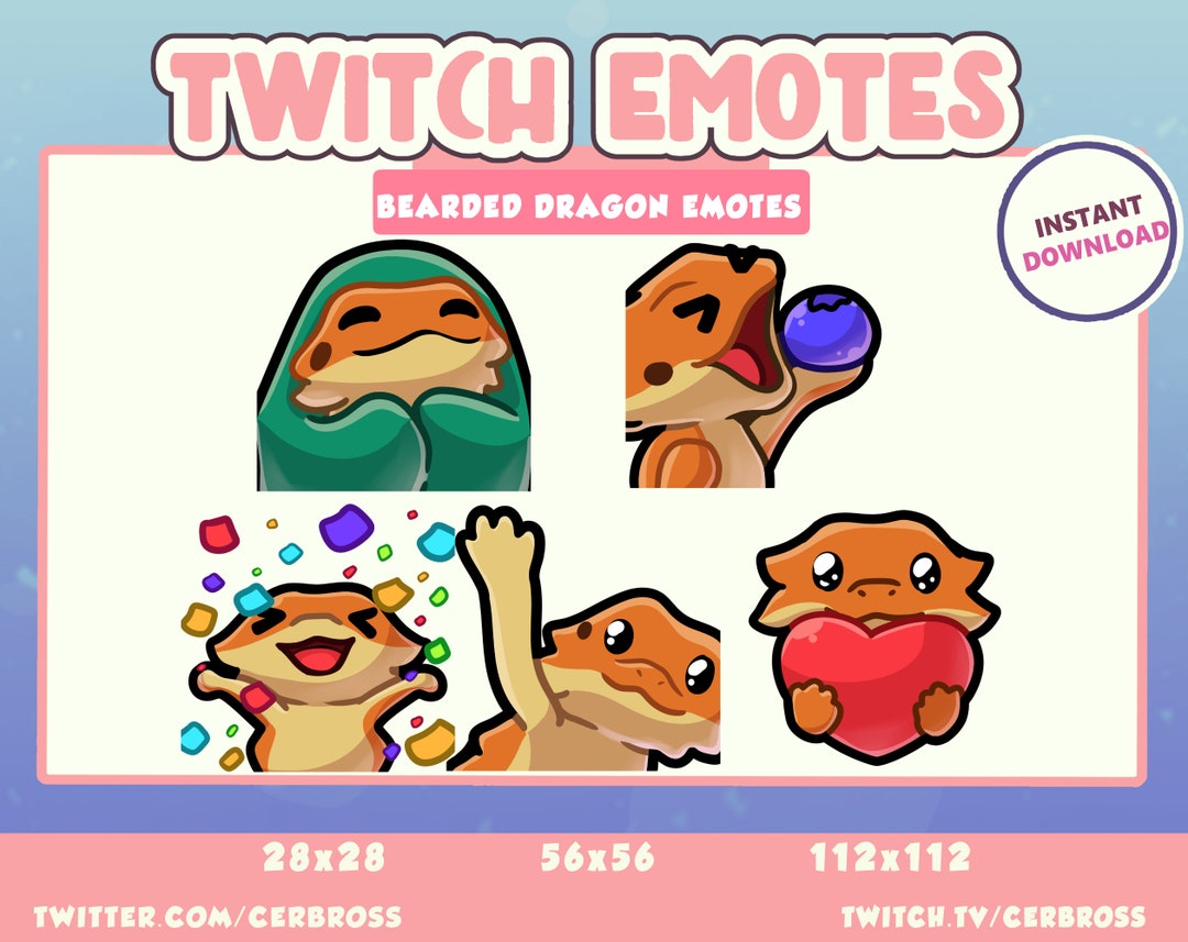 Bearded Dragon Emotes Pack 2 Orange | Lizard Reptile Animal | Twitch ...