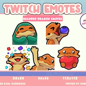 Bearded Dragon Emotes Pack 2 Orange | Lizard Reptile Animal | Twitch ...