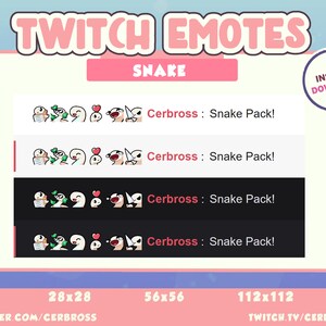 Snake Emotes "white" Pack 1 | Twitch | Discord | Youtube - Etsy