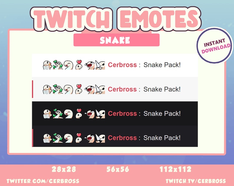 Snake Emotes "white" Pack 1 | Twitch | Discord | Youtube - Etsy