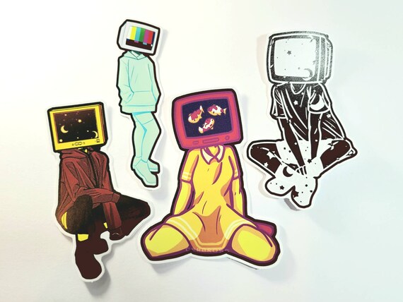 TV Head/ Monitor Head Vaporwave Retrowave vinyl Stickers | Etsy
