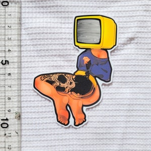 Retro TV Head Stickers Set Red Blue & Yellow Cyberpunk - Etsy