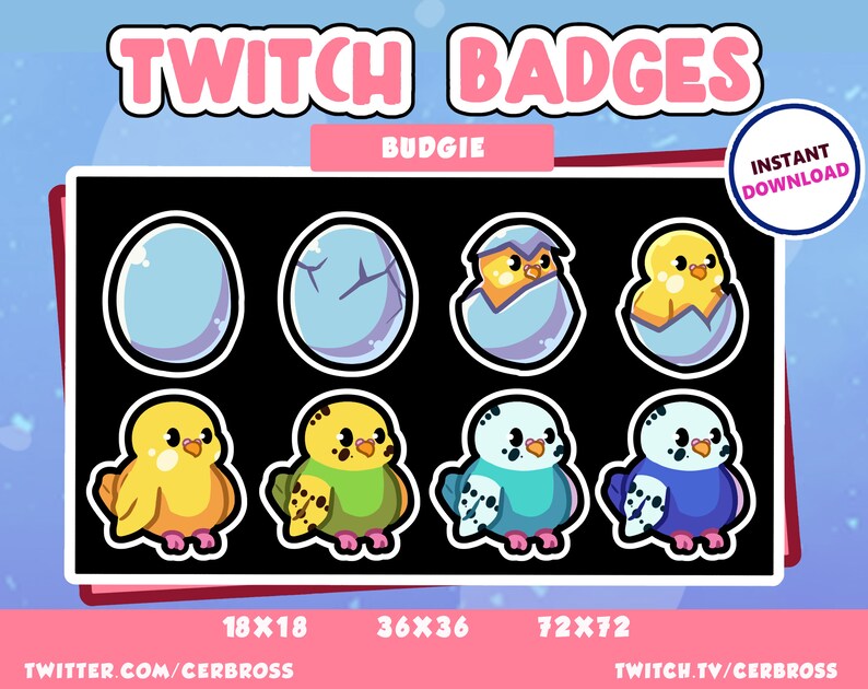 Budgie / Bird Sub Badges | Twitch | Discord - Etsy