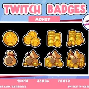 Money-themed Sub Badges - Gold Coin, Pile, Sack - Twitch, Discord ...