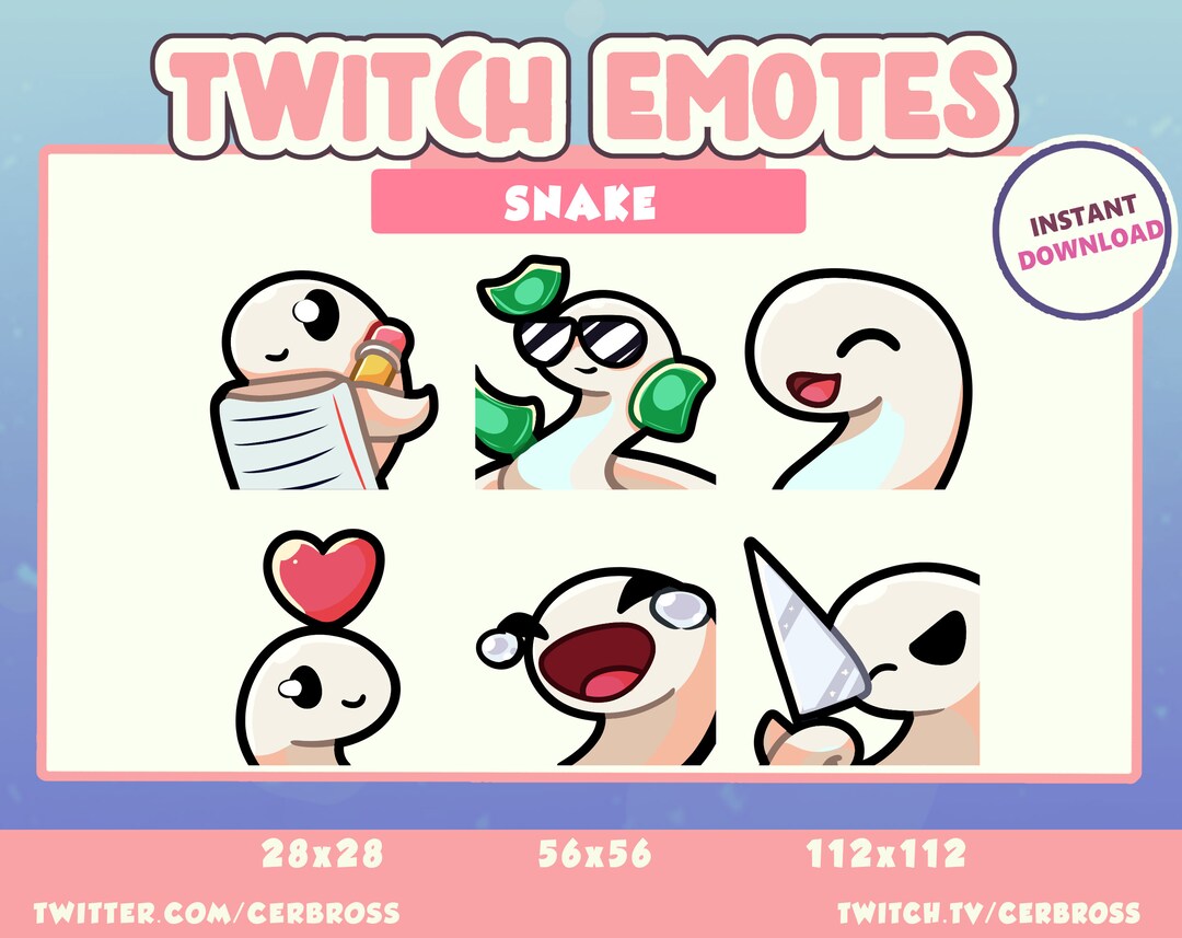 Snake Emotes "white" Pack 1 | Twitch | Discord | Youtube - Etsy