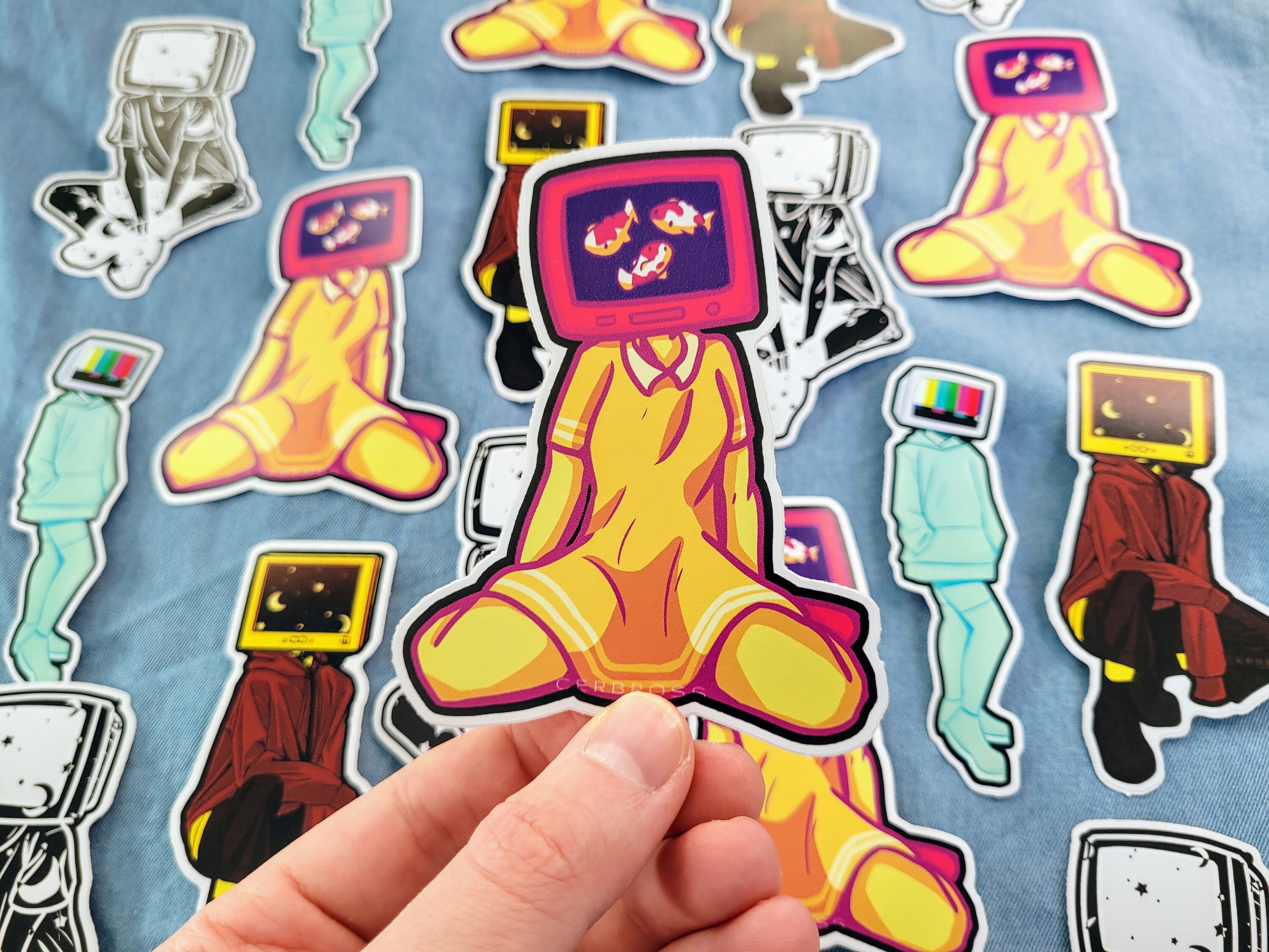 TV Head/ Monitor Head Vaporwave Retrowave vinyl Stickers - Etsy