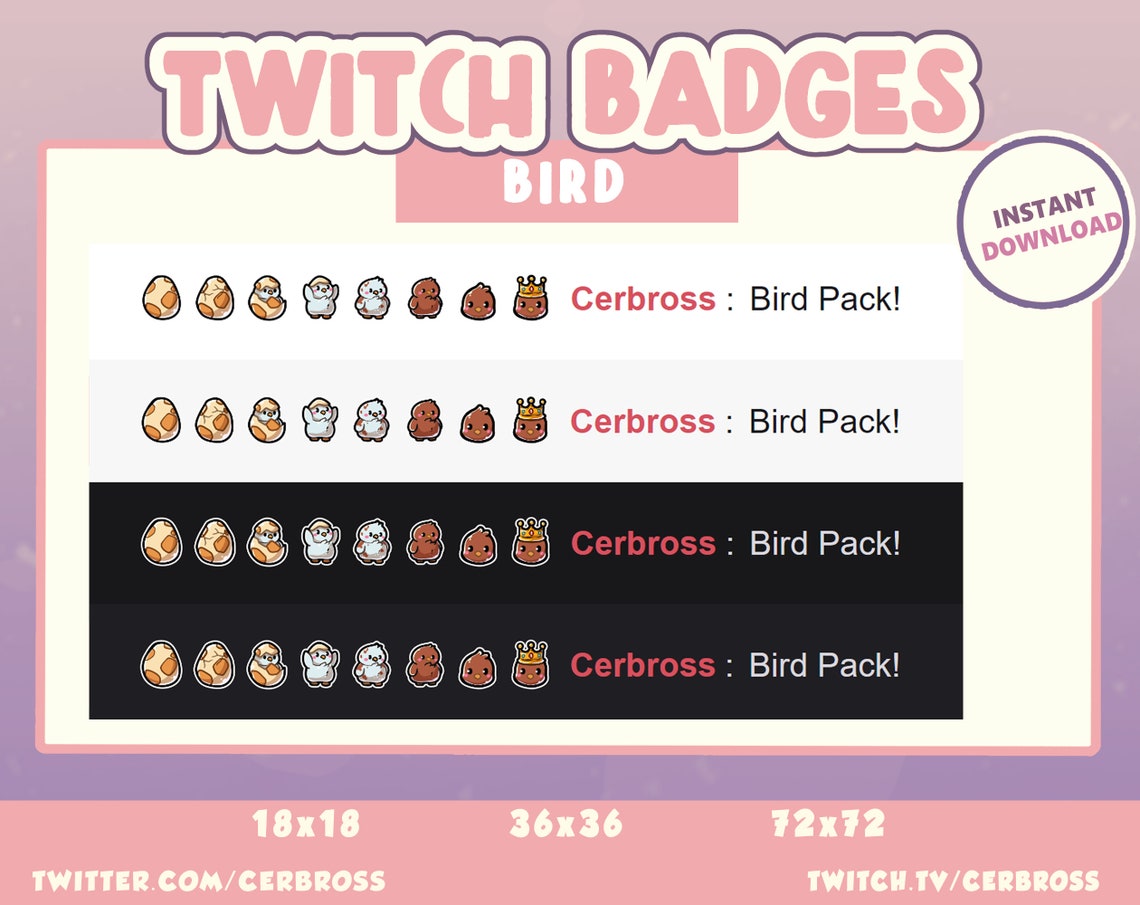 Bird Sub Badges | Twitch | Discord - Etsy