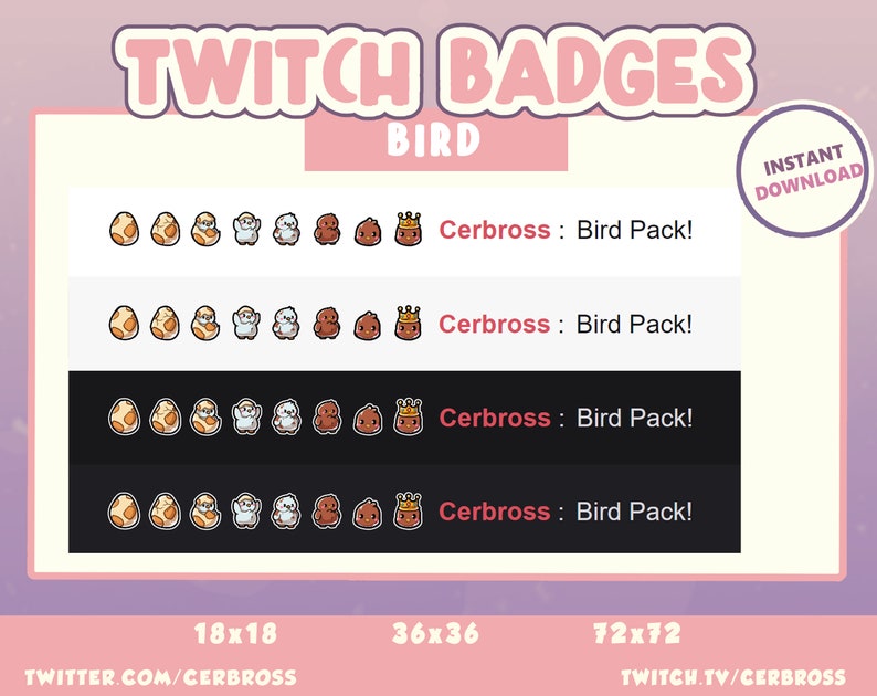 Bird Sub Badges Twitch Discord - Etsy