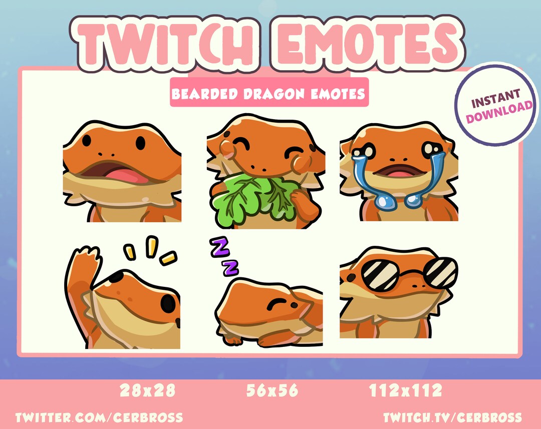 Bearded Dragon Emotes Pack 1 Orange | Lizard Reptile Scale | Twitch ...
