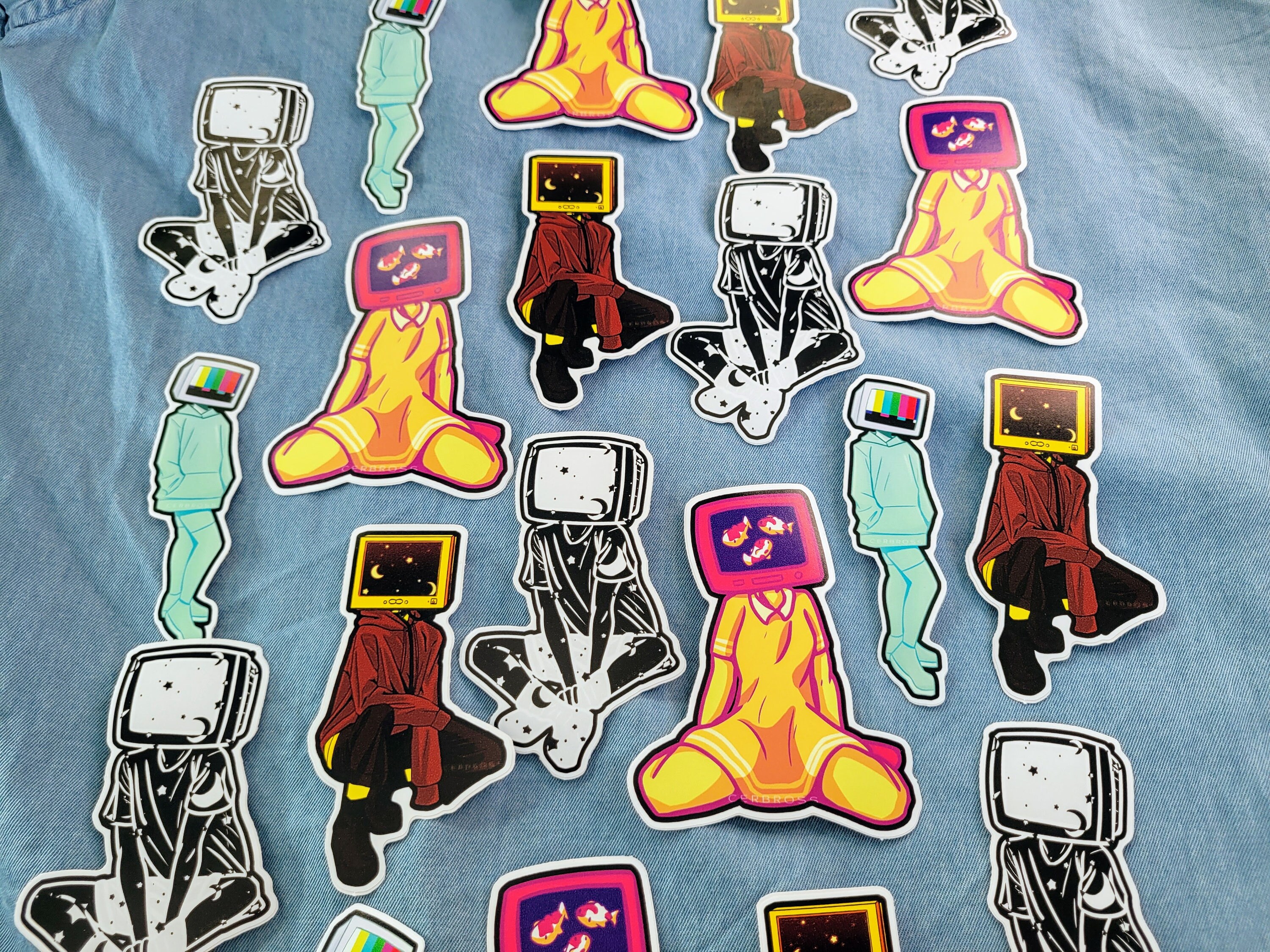 TV Head/ Monitor Head Vaporwave Retrowave vinyl Stickers - Etsy