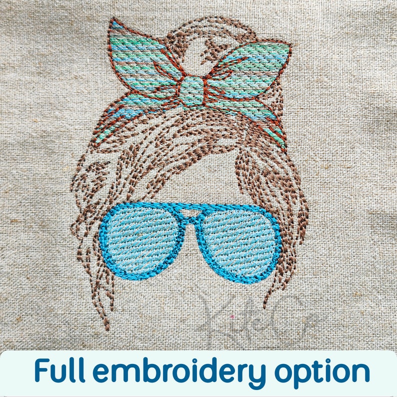 Messy Bun HTV Applique Machine Embroidery Fabric Applique - Etsy