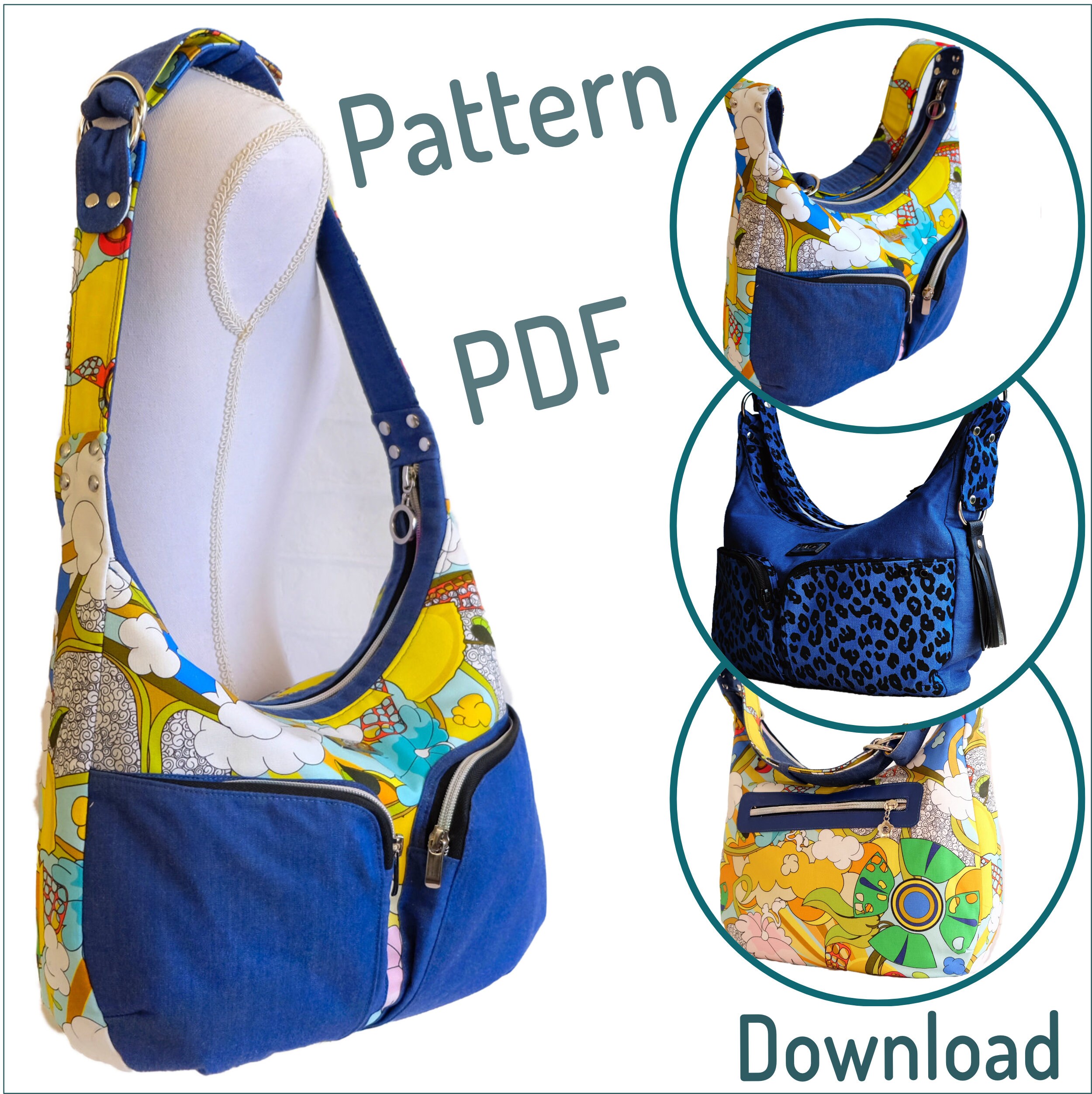 Intermediate Bag Sewing Pattern, Svg's, Modern Slouch Bag, - Etsy